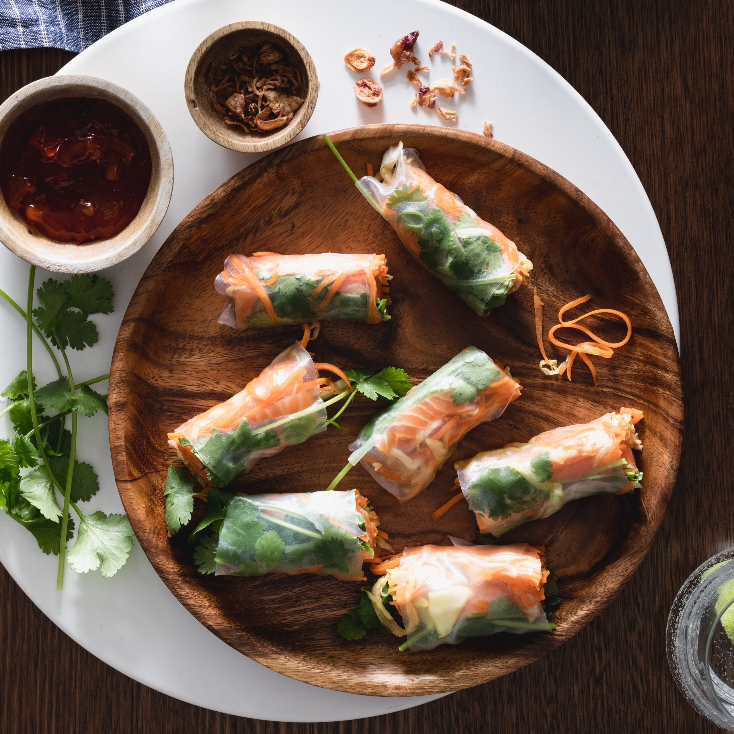 Fresh Huon Salmon spring rolls with chilli jam - Huon Aqua